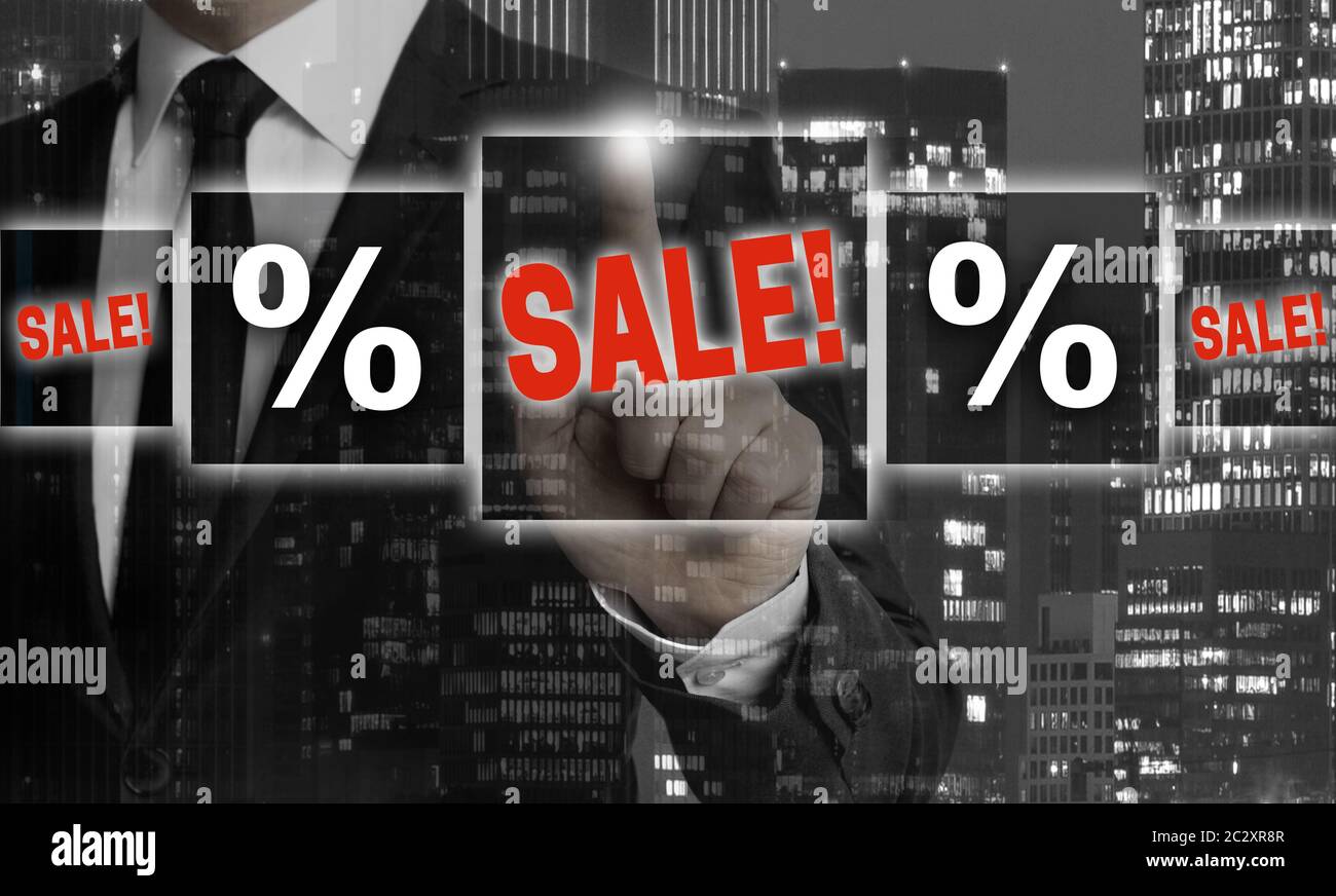 Sale box concept is shown by businessman Stock Photo - Alamy