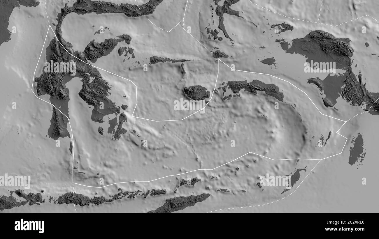 Outline of the Banda Sea tectonic plate with the borders of surrounding ...