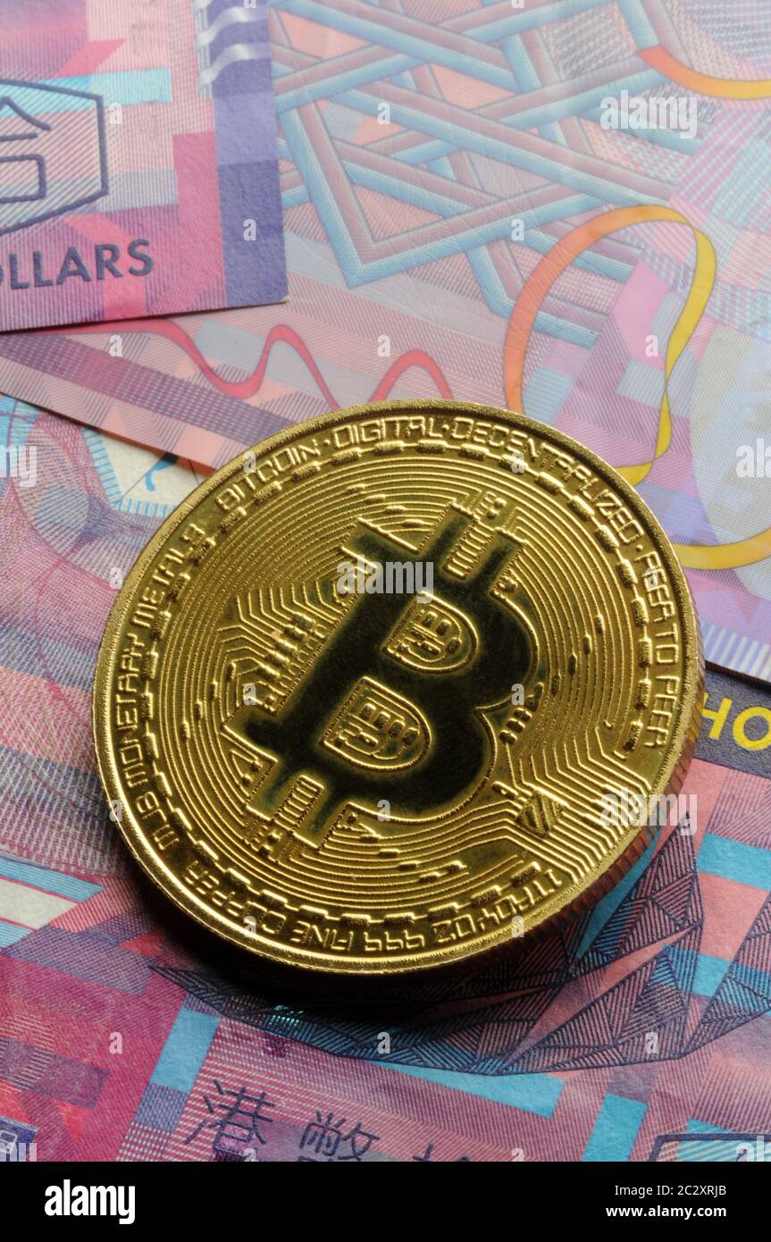 Hong Kong banknotes with the Bitcoin symbol Stock Photo - Alamy