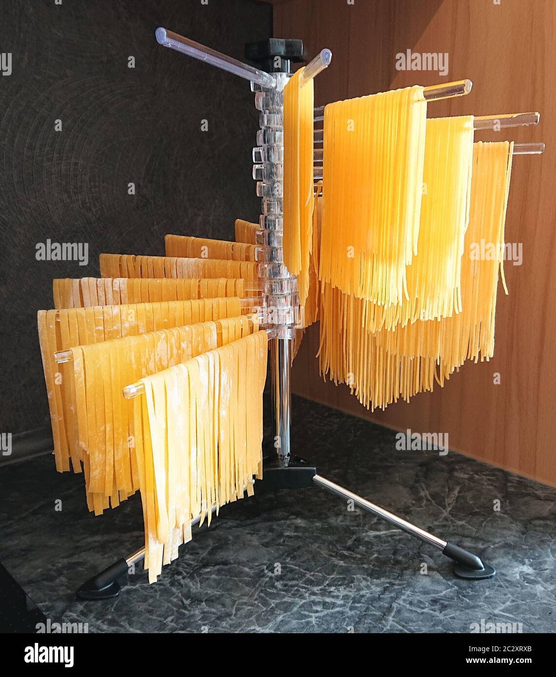 Making Noodles at Home - Noodle drying rack Stock Photo - Alamy