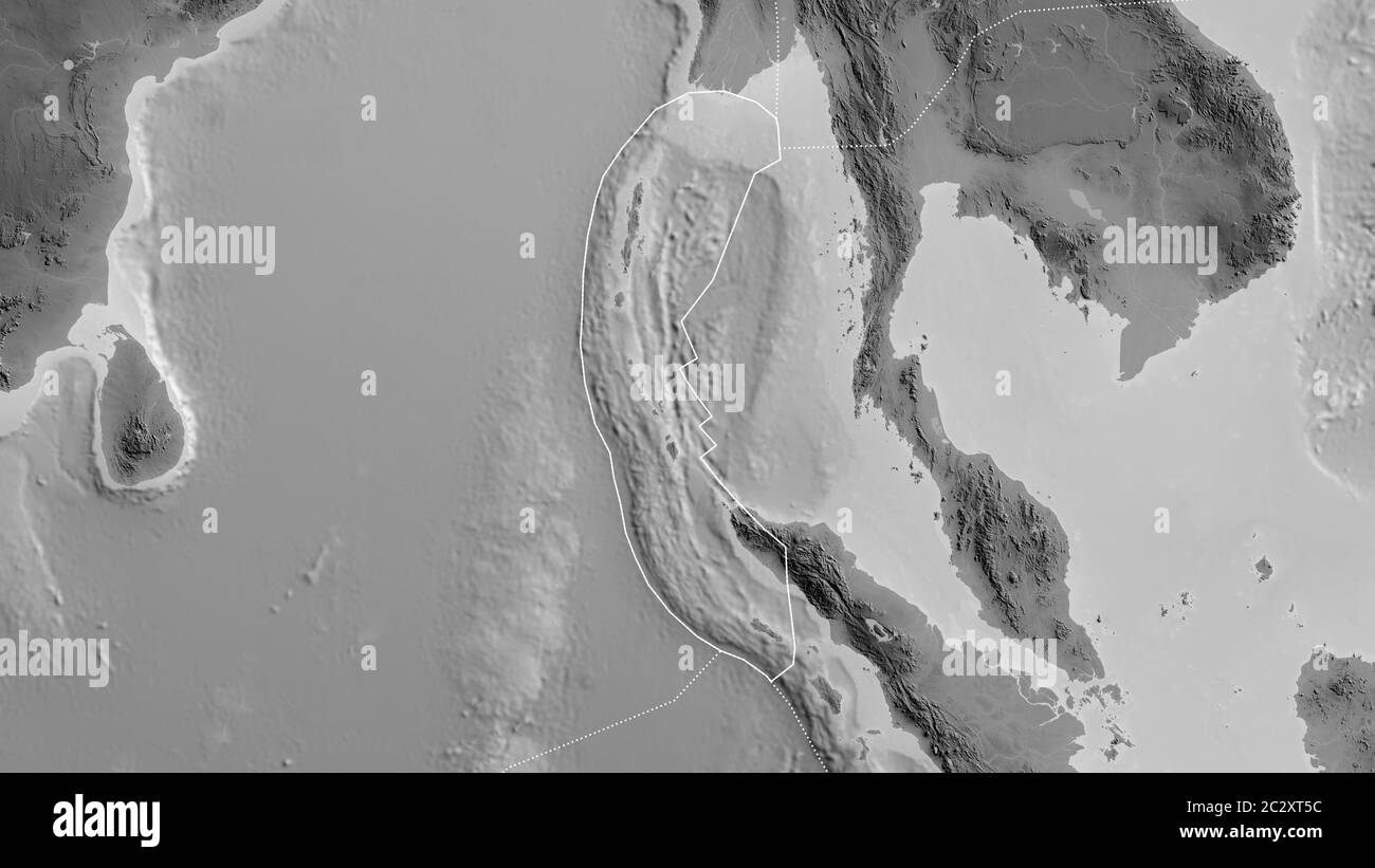 Outline of the Burma tectonic plate with the borders of surrounding ...