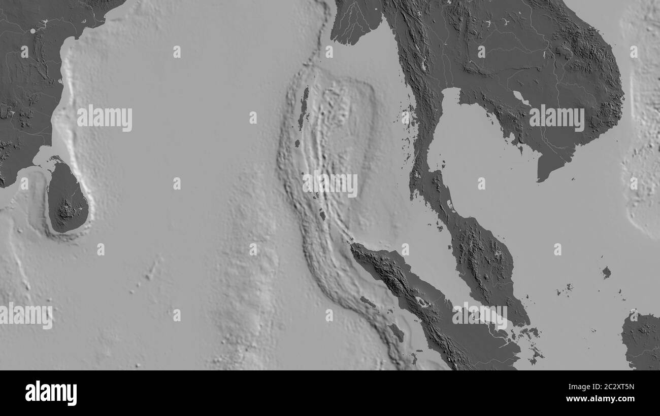 Bilevel map of the area around the Burma tectonic plate. 3D rendering ...