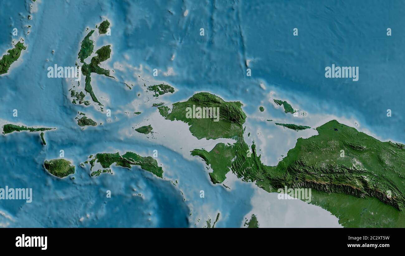 Satellite map of the area around the Birds Head tectonic plate. 3D ...