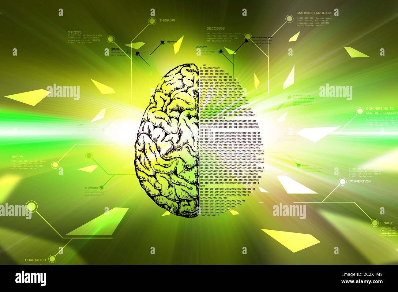 Technical brain in color background Stock Photo - Alamy