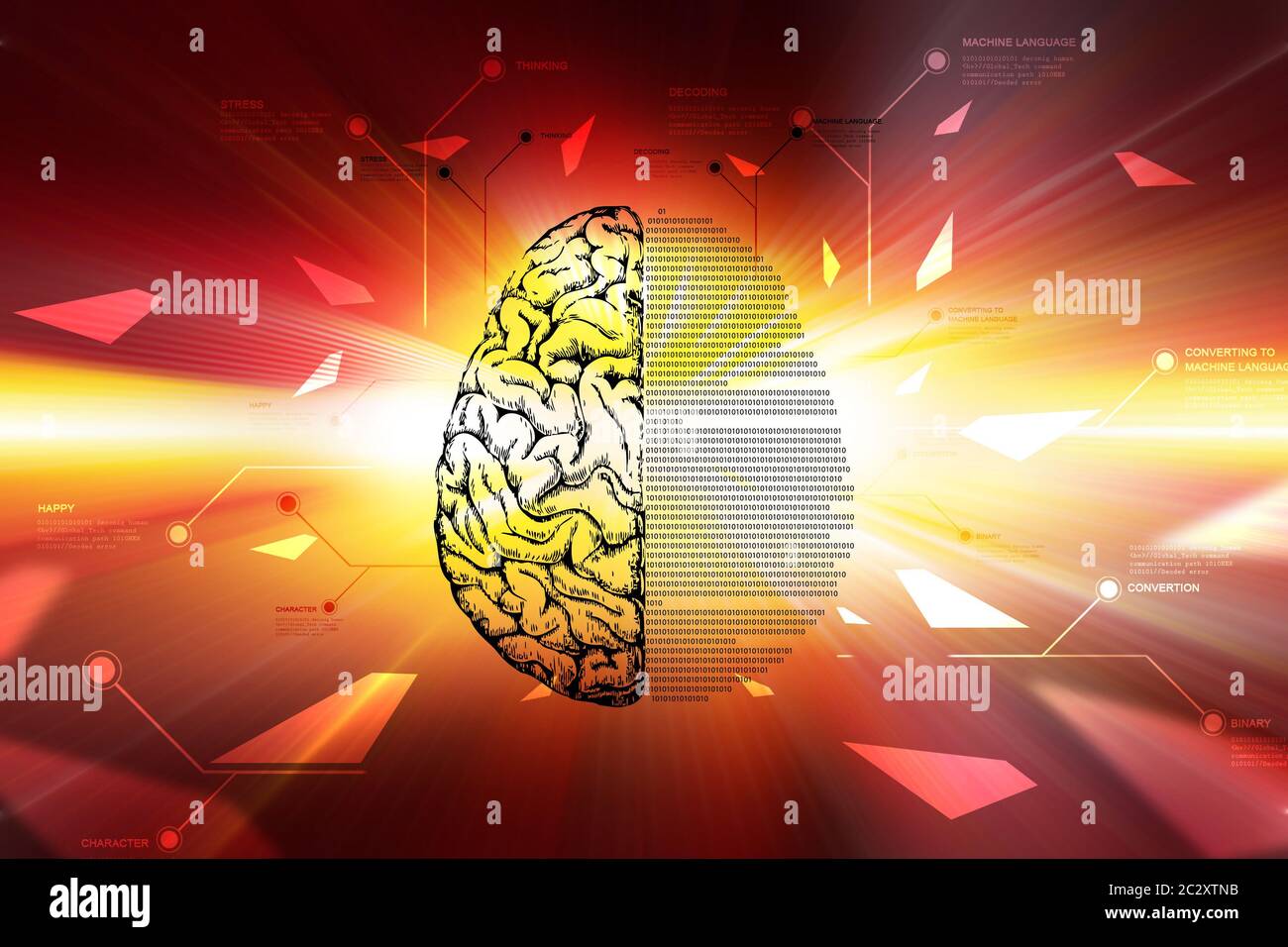 Technical brain in color background Stock Photo - Alamy