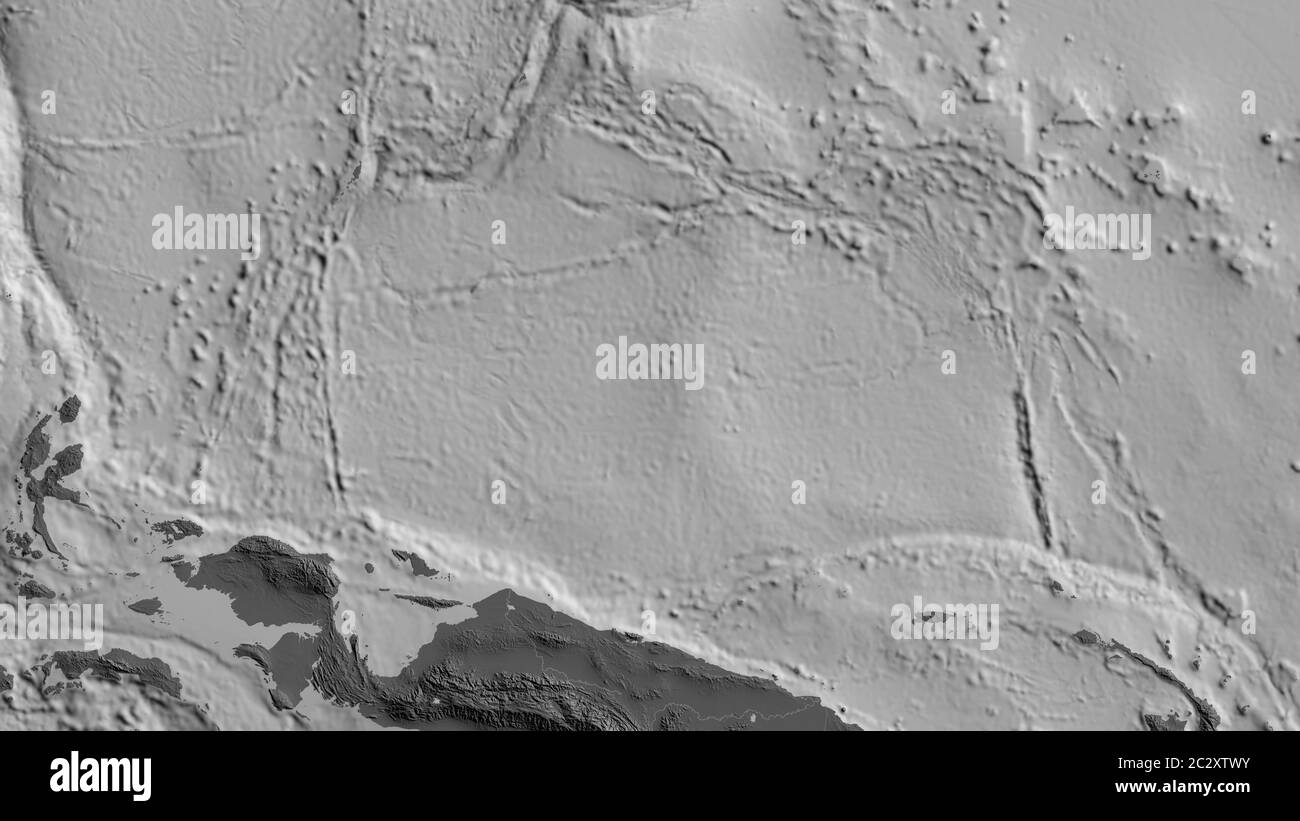 Bilevel map of the area around the Caroline tectonic plate. 3D ...