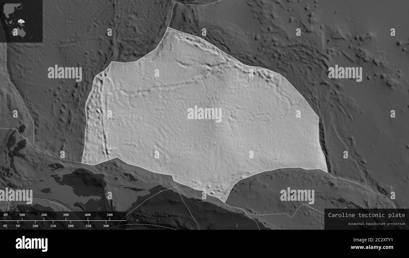 Caroline plate shape outlined on a darkened and desaturated background ...