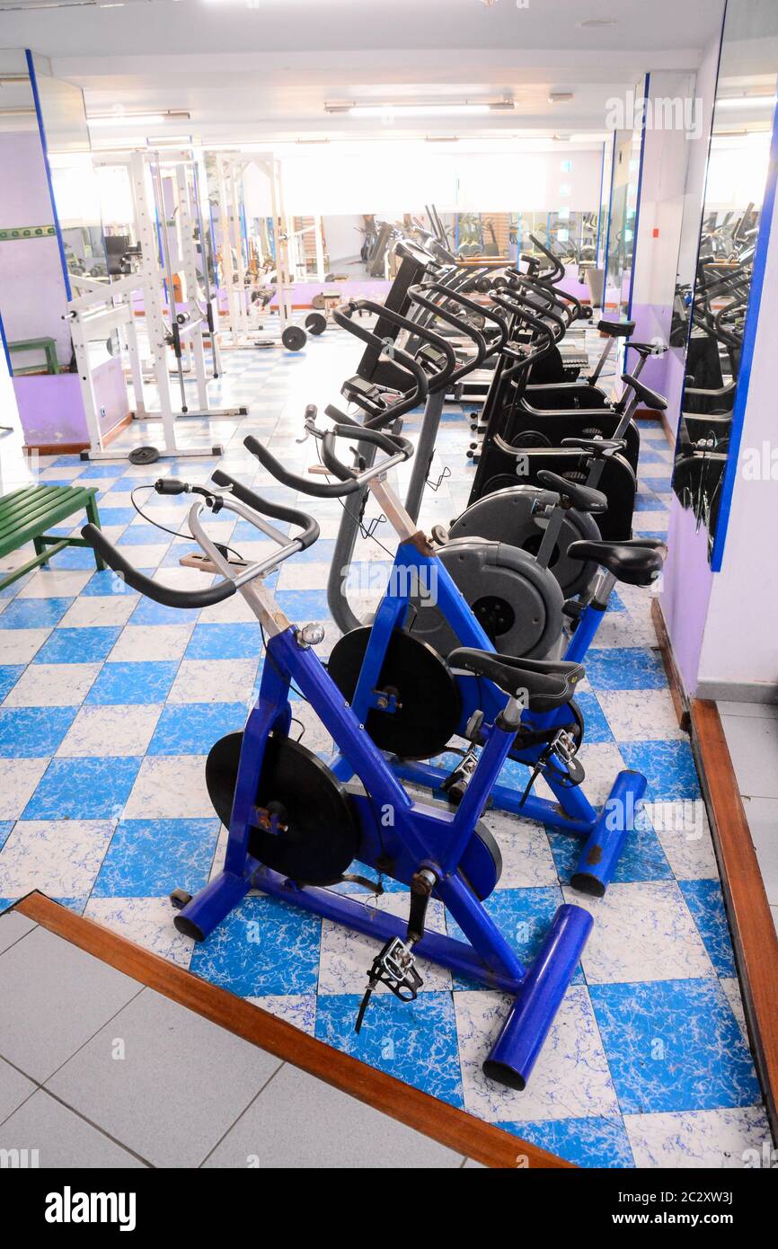 Equipment And Machines At The Empty Modern Gym Room Fitness Center ...
