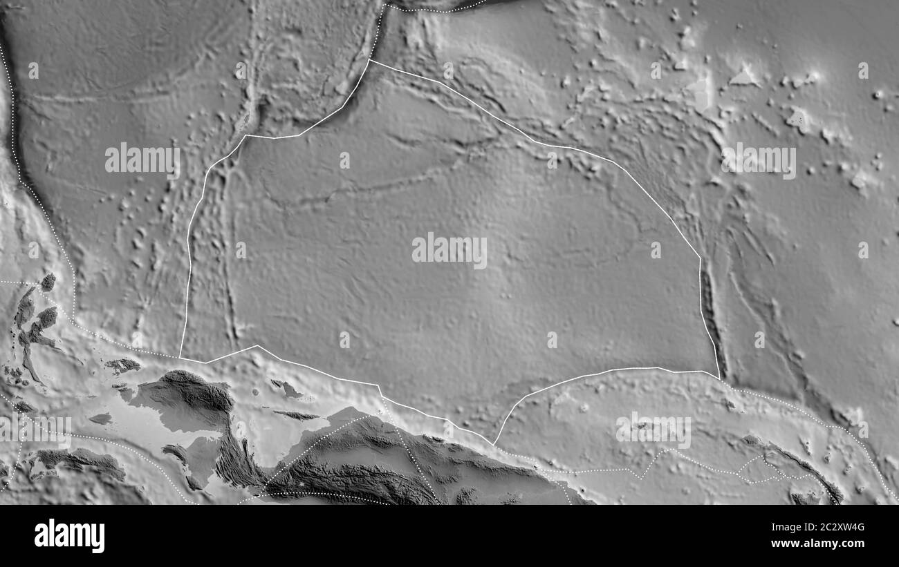 Outline of the Caroline tectonic plate with the borders of surrounding ...