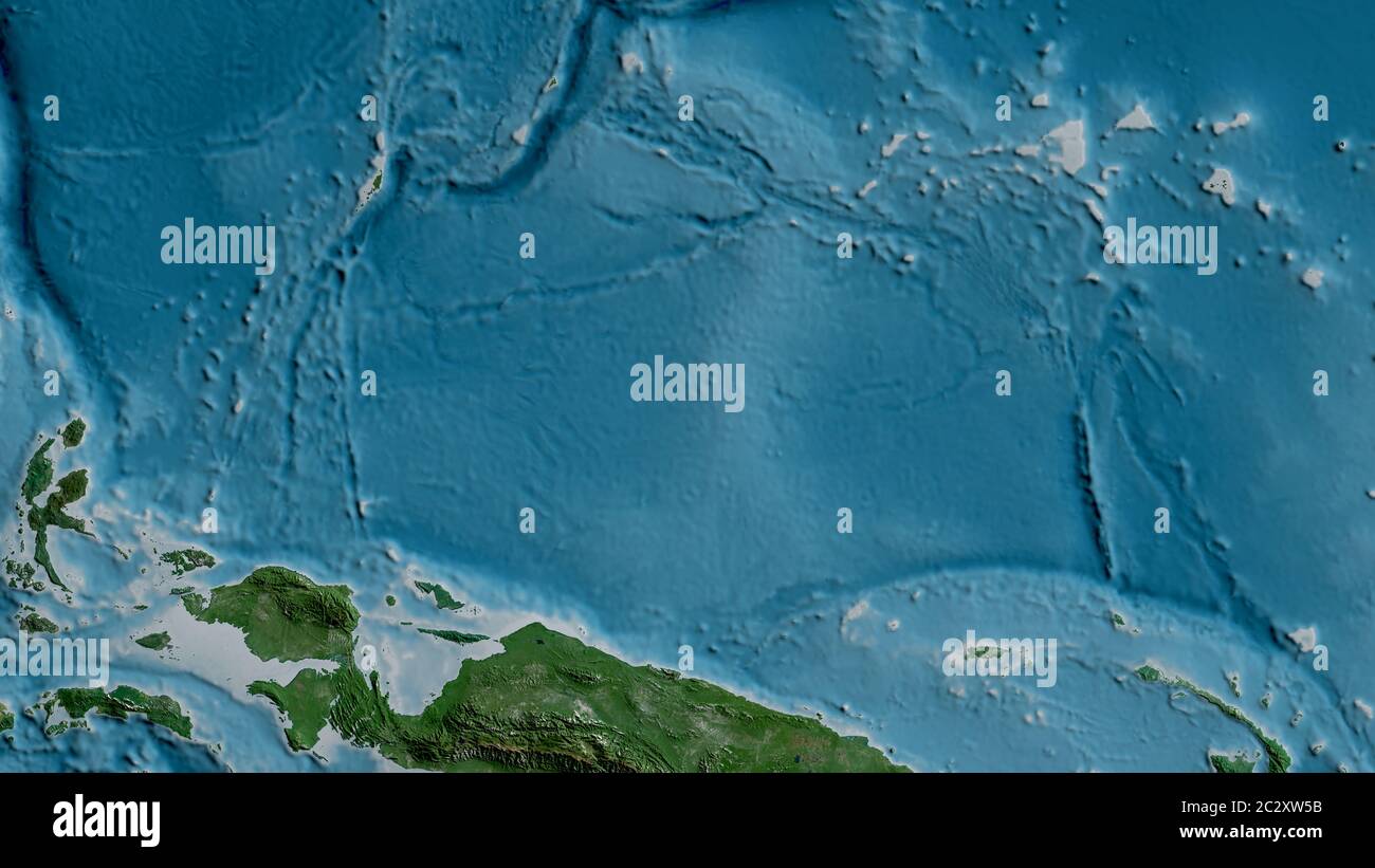 Satellite map of the area around the Caroline tectonic plate. 3D ...