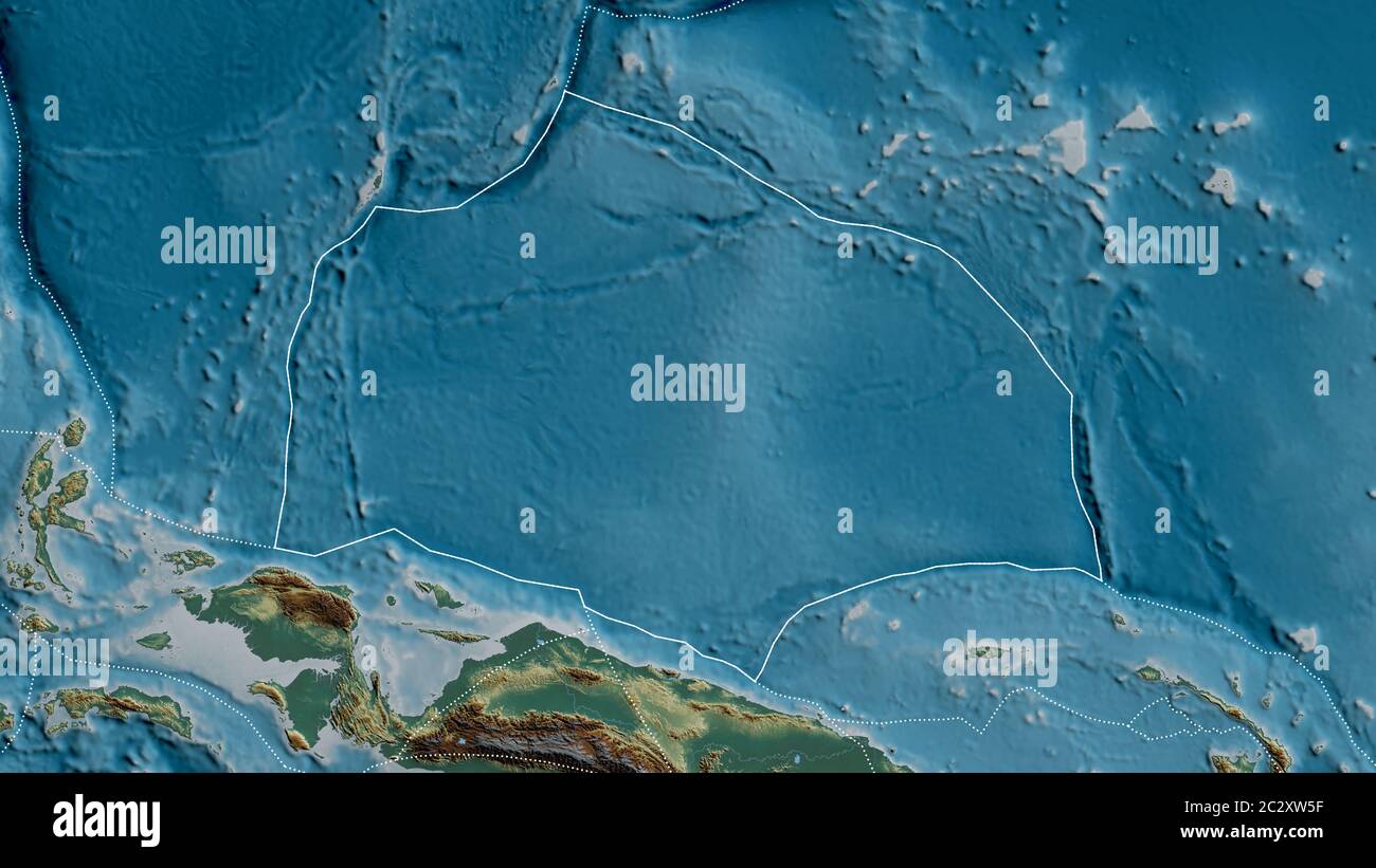 Outline of the Caroline tectonic plate with the borders of surrounding ...