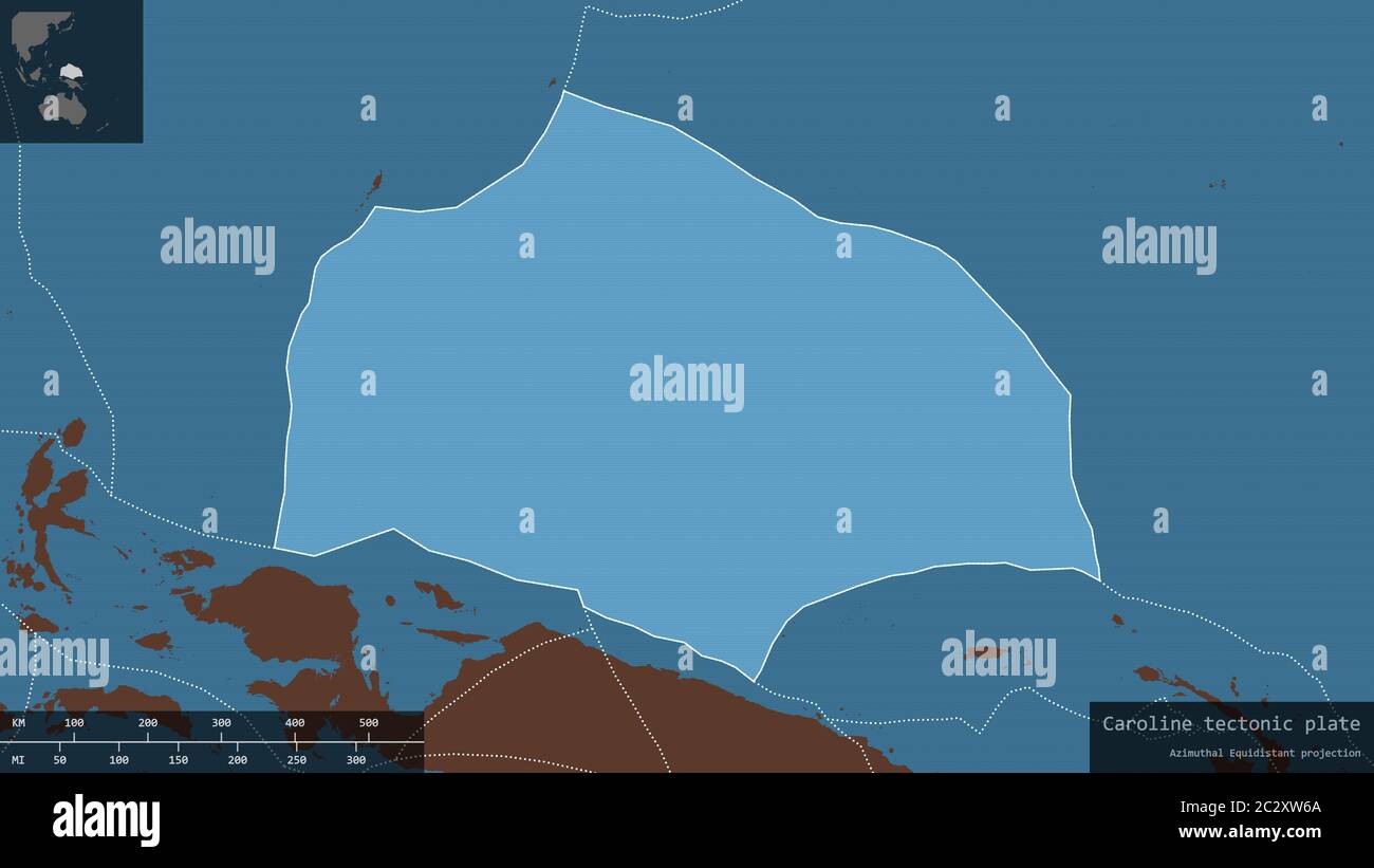 Caroline plate shape outlined on a darkened and desaturated background ...