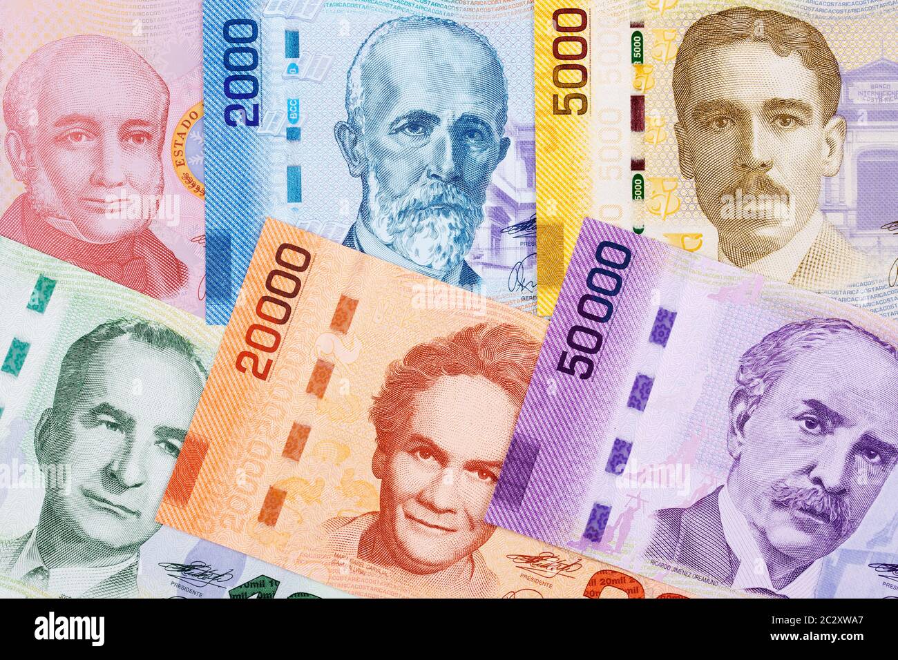 Costa Rican money - Colon a background Stock Photo - Alamy