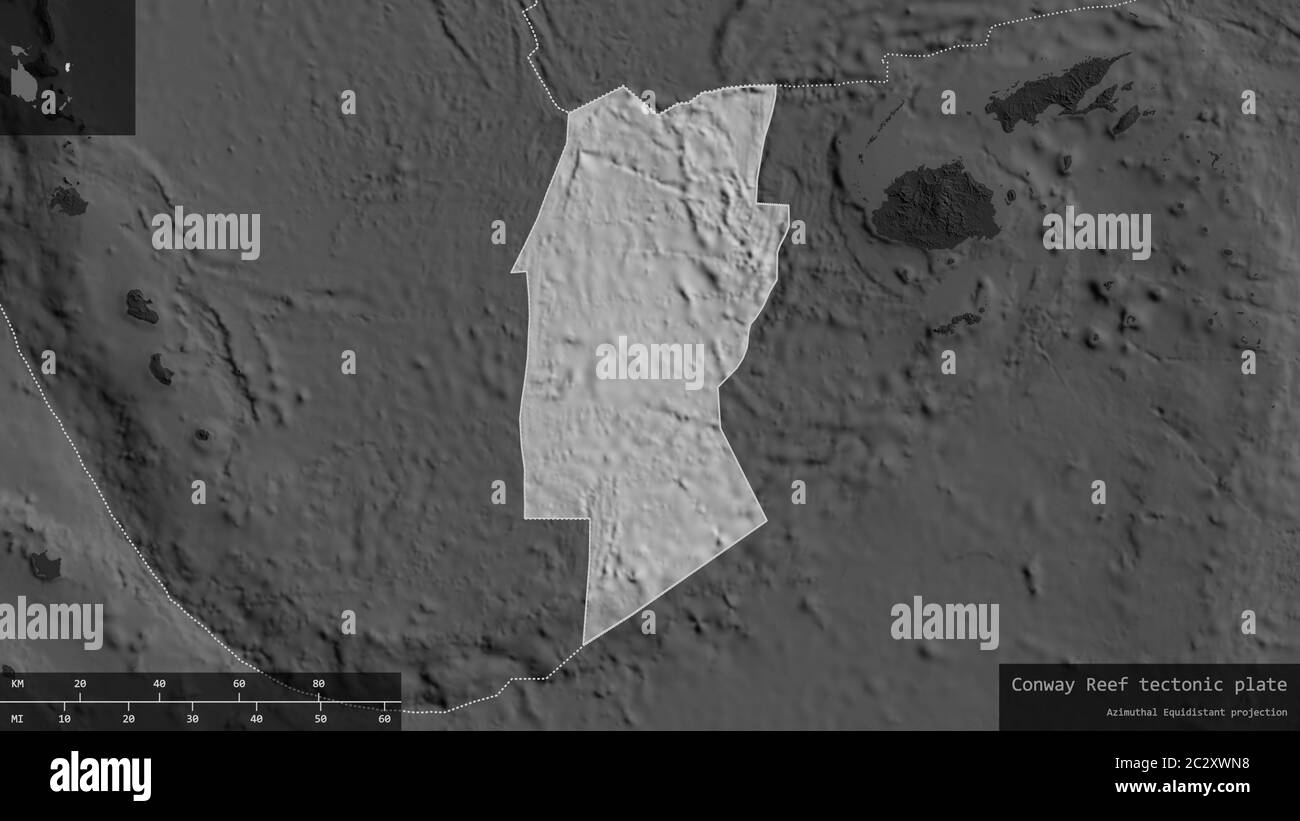 Conway Reef plate shape outlined on a darkened and desaturated ...