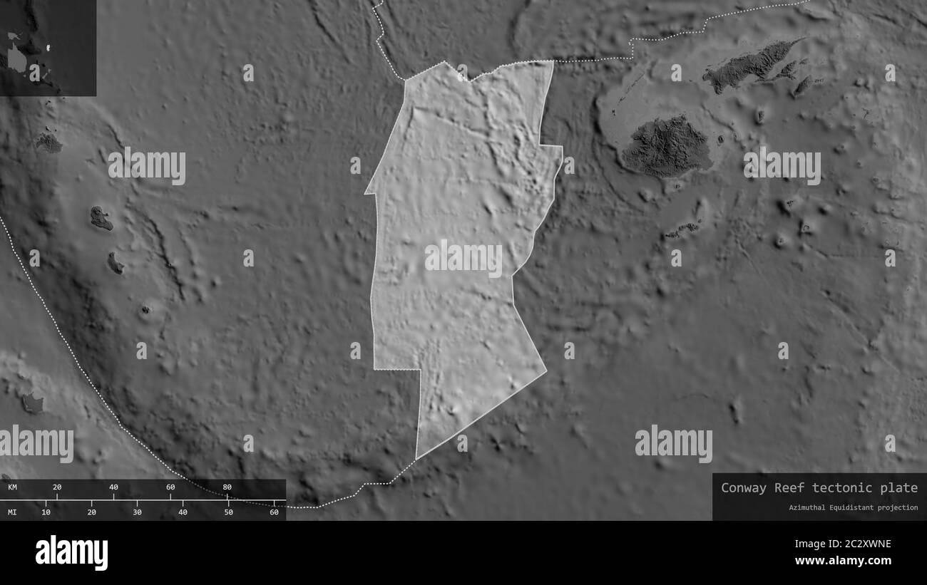 Conway Reef plate shape outlined on a darkened and desaturated ...