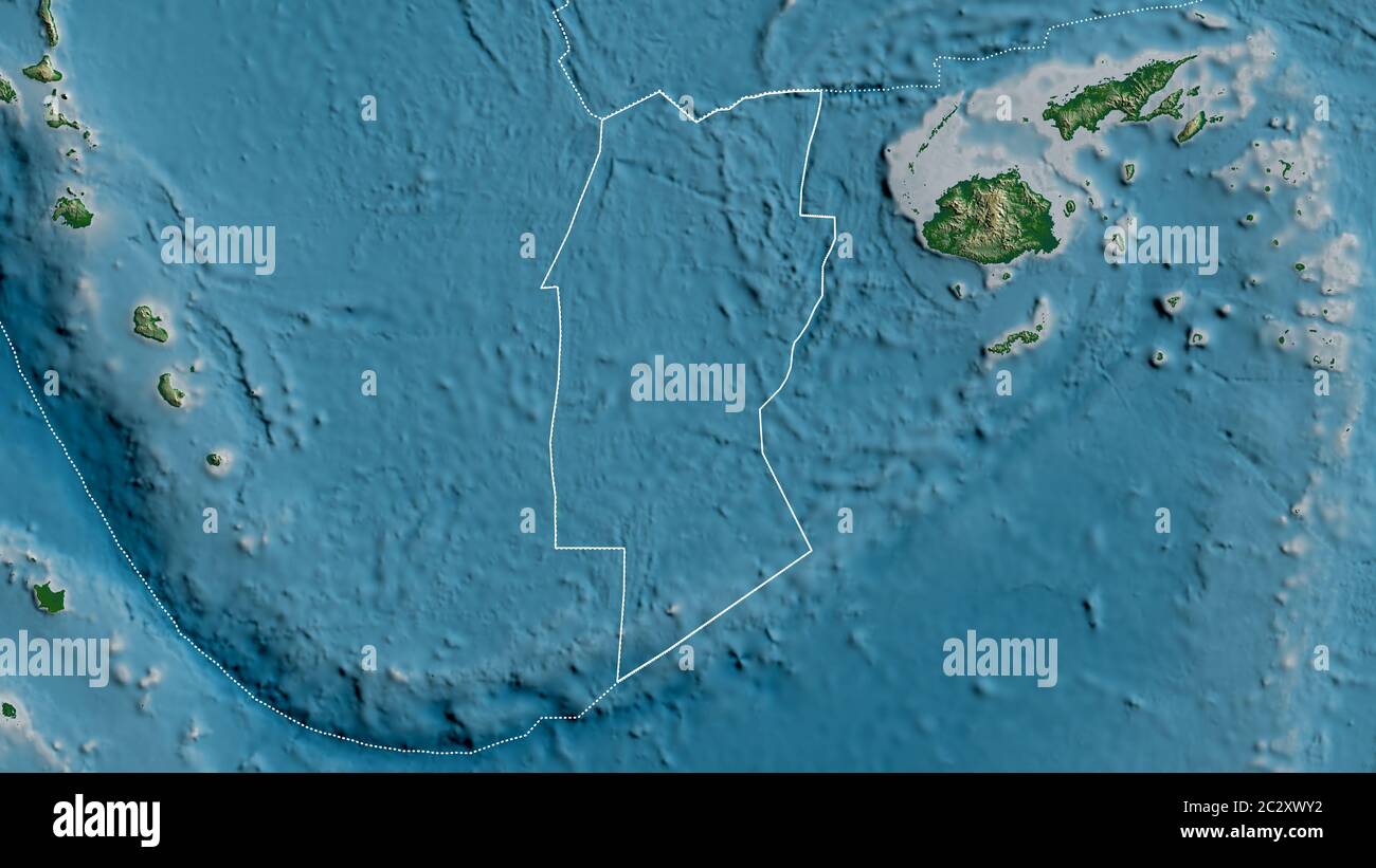 Outline of the Conway Reef tectonic plate with the borders of ...