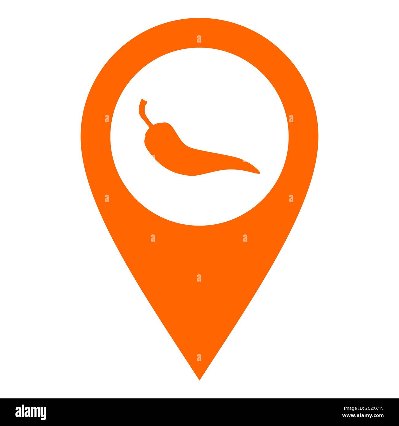 Chili pepper and location pin Stock Photo - Alamy