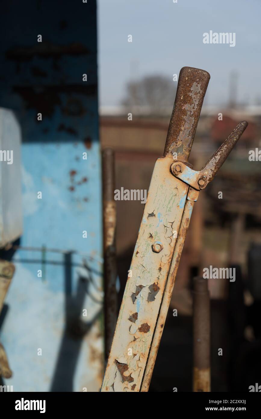 Handbrake in an old locomotive Stock Photo - Alamy