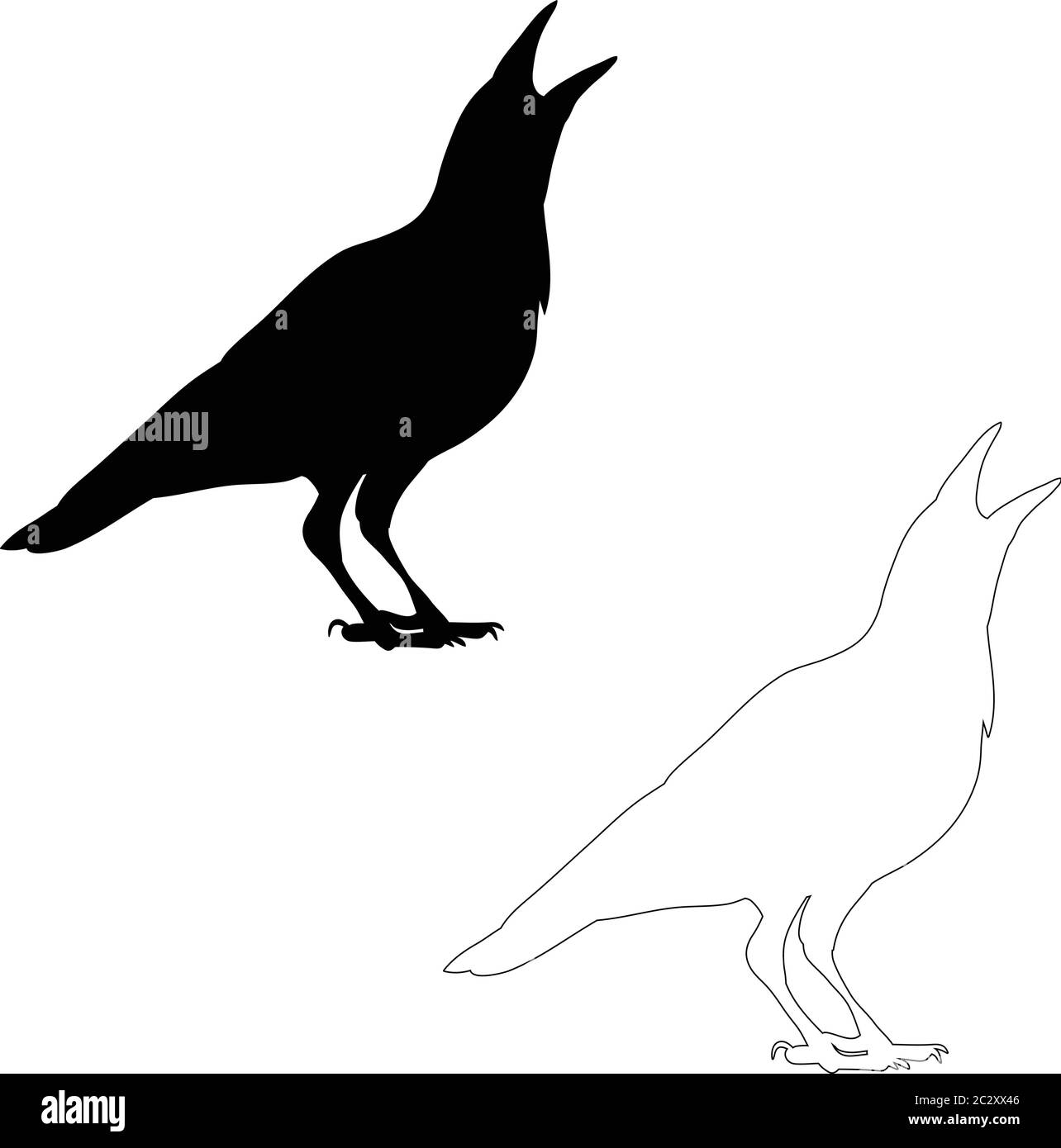 vector, isolated silhouette of crows, bird outline Stock Vector Image ...
