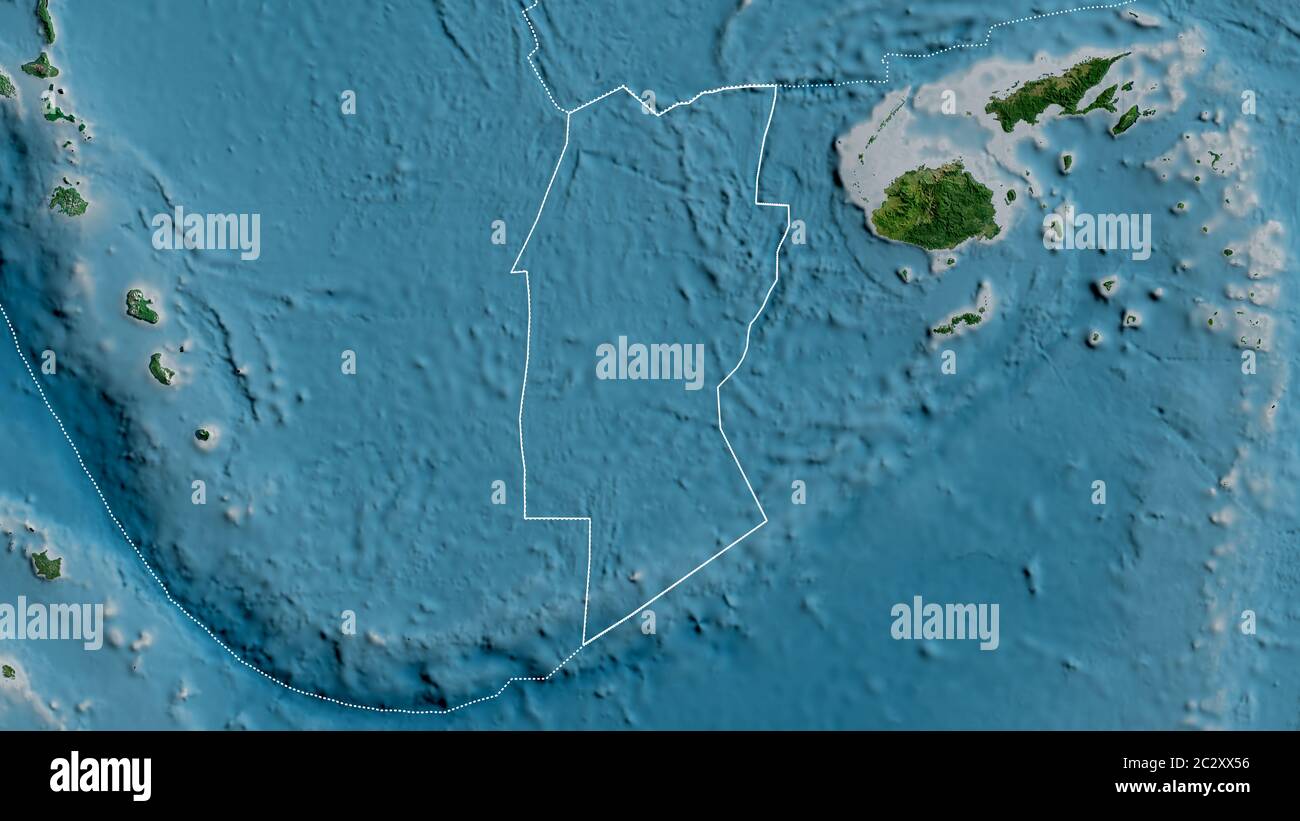 Outline of the Conway Reef tectonic plate with the borders of ...