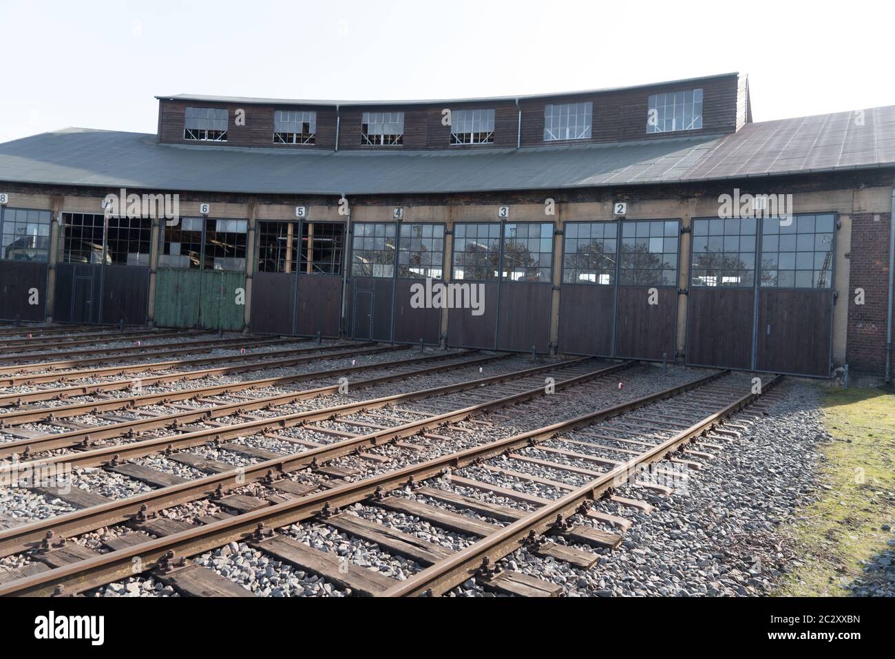 Locomotive shed and turntable Stock Photo - Alamy