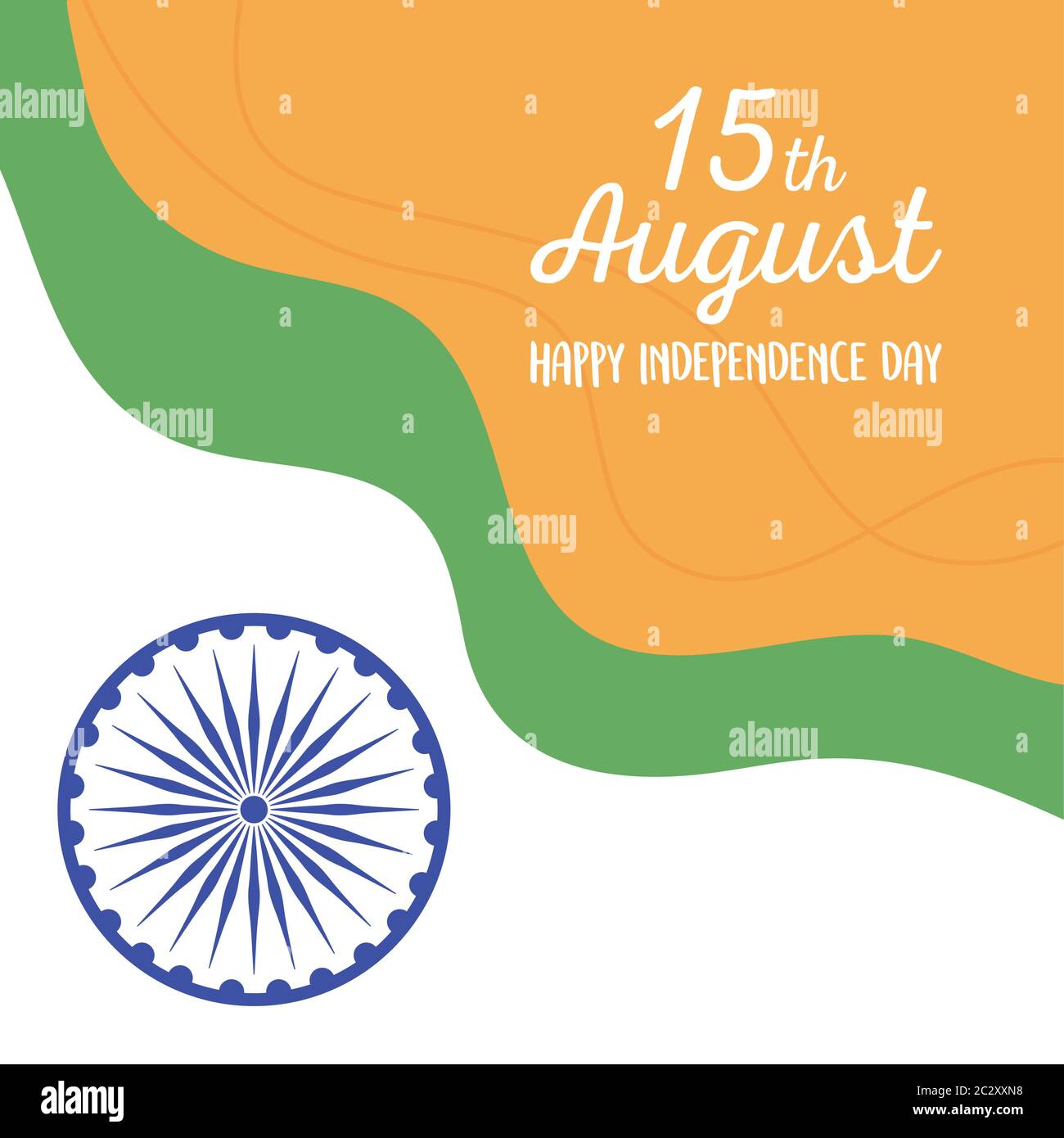 happy independence day india, calligraphy and wheel color flag template ...