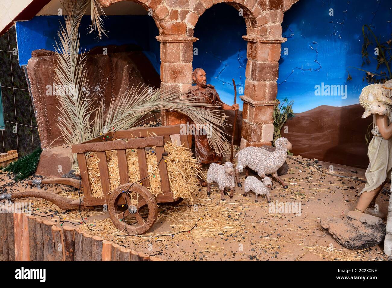 Christmas nativity scene crib with baby Jesus Mary Joseph Stock Photo ...