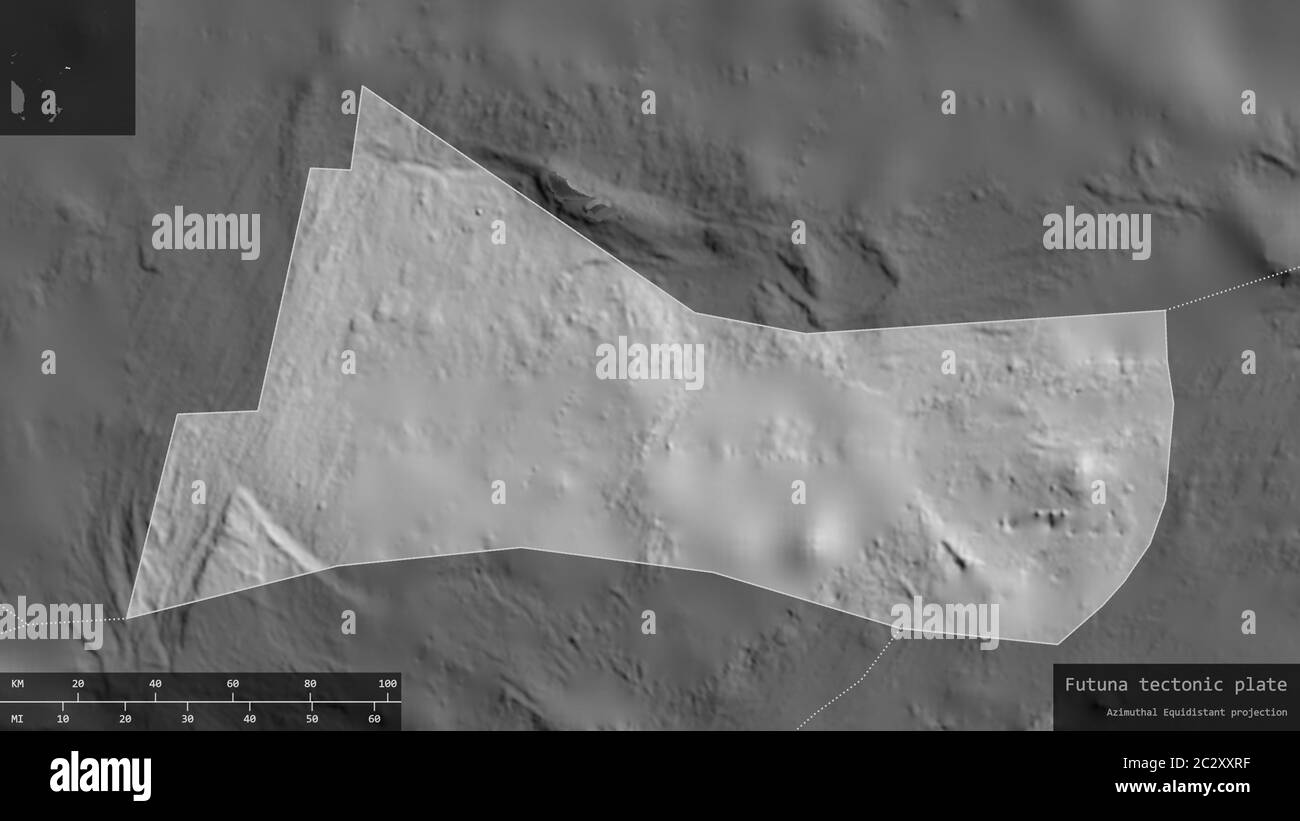 Futuna plate shape outlined on a darkened and desaturated background of ...