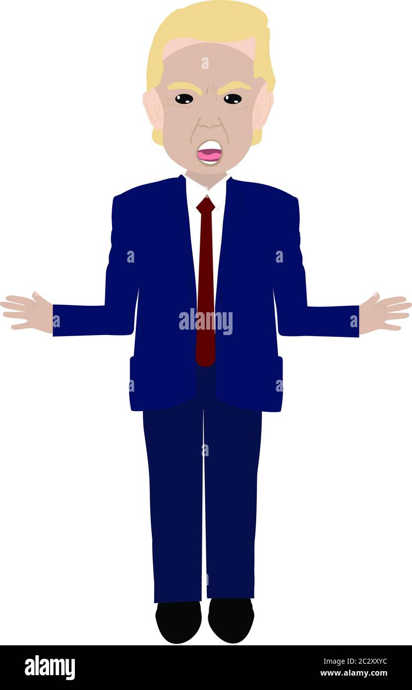 Editorial Character Illustration: Angry President Trump Giving Speech ...