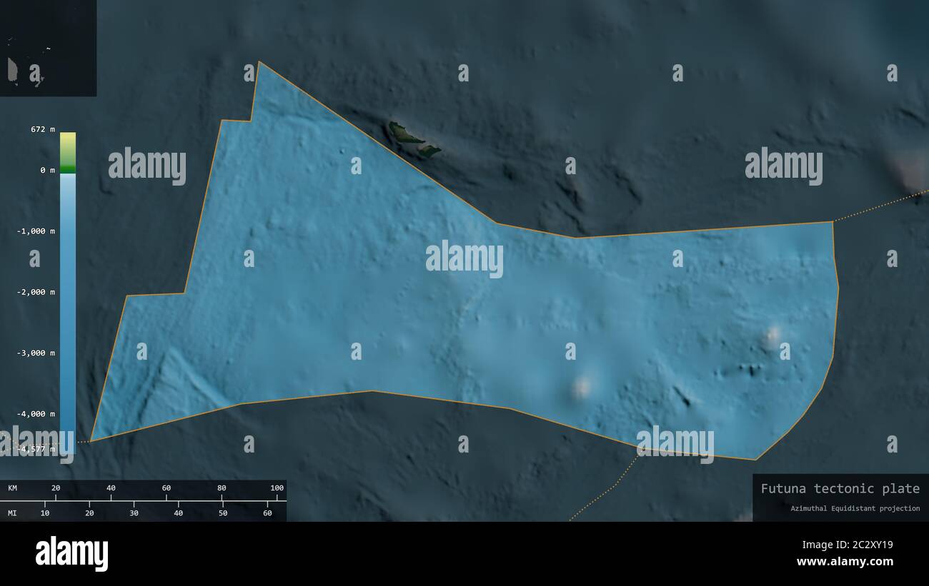 Futuna plate shape outlined on a darkened and desaturated background of ...