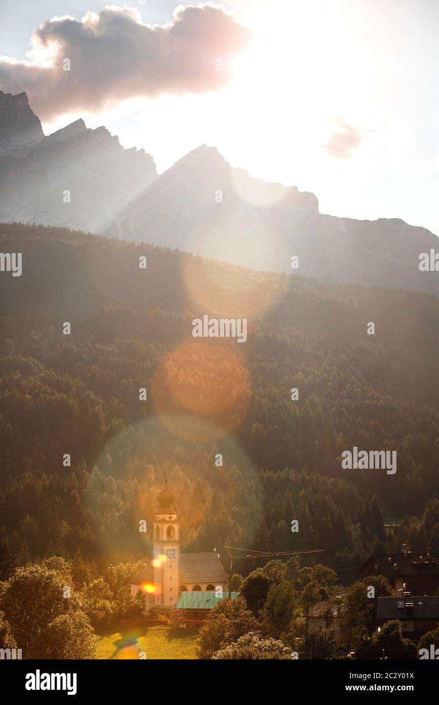 Sun over church in valley hi-res stock photography and images - Alamy