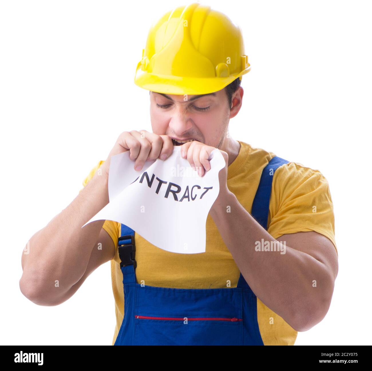 Worker not happy with his employment contract Stock Photo - Alamy