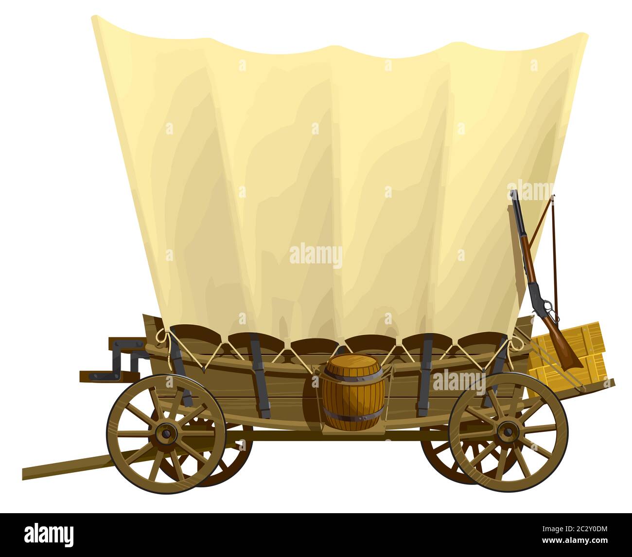 wagon old west travel rustic historic frontier illustration Stock Photo ...