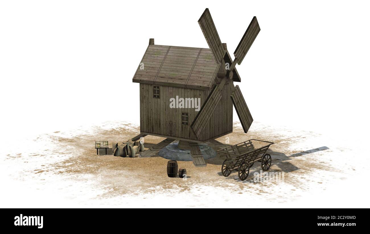 Medieval windmill Cut Out Stock Images & Pictures - Alamy