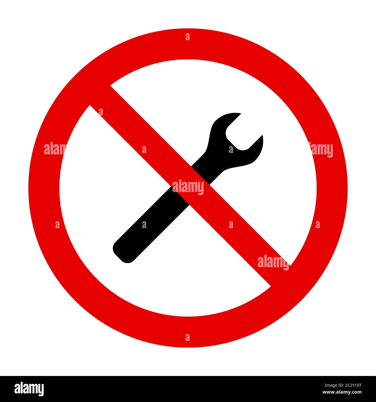 Wrench and prohibition sign Stock Photo - Alamy