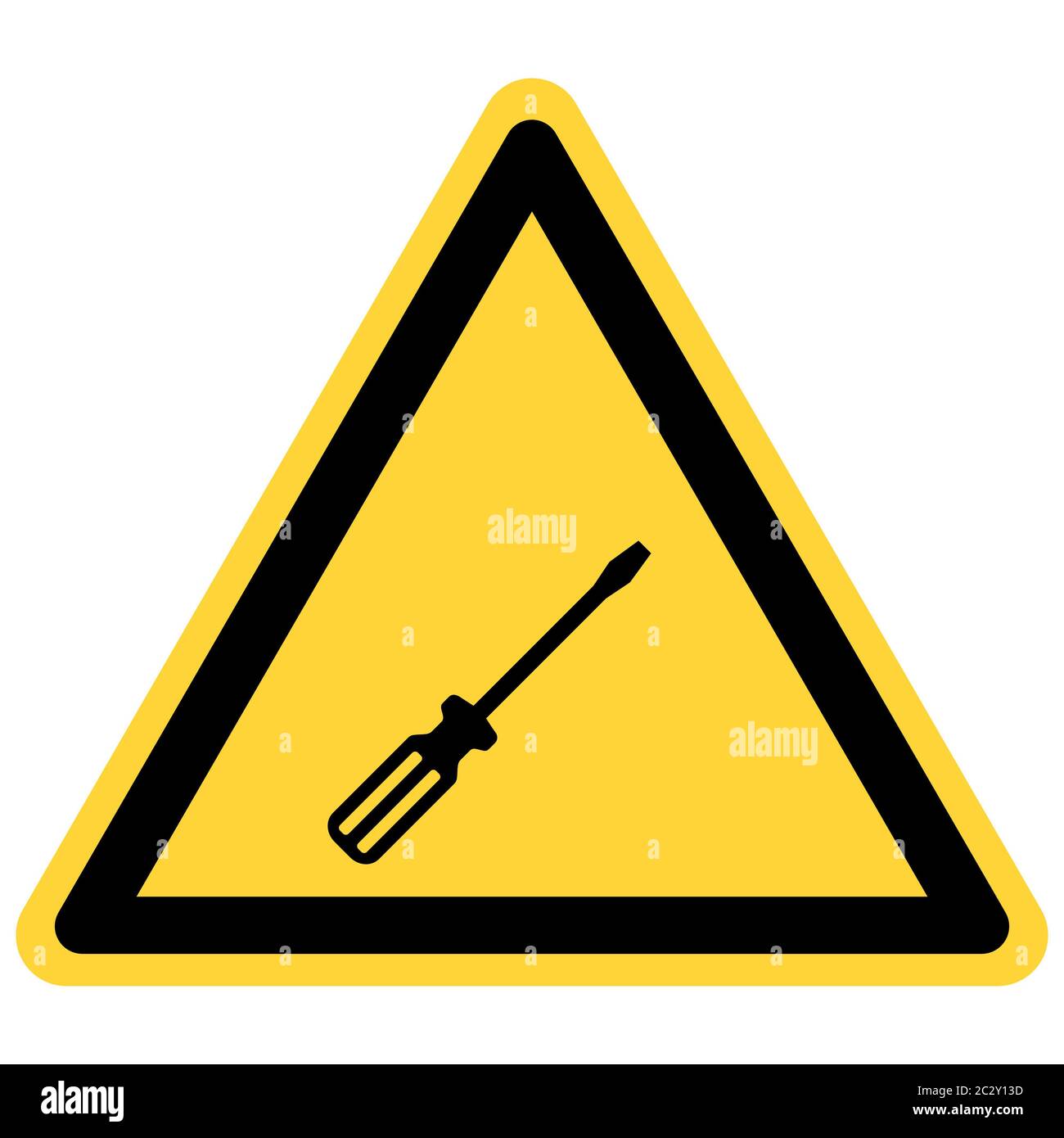 Screwdriver and danger sign Stock Photo - Alamy