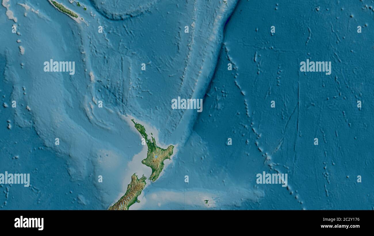 Physical map of the area around the Kermadec tectonic plate. 3D ...