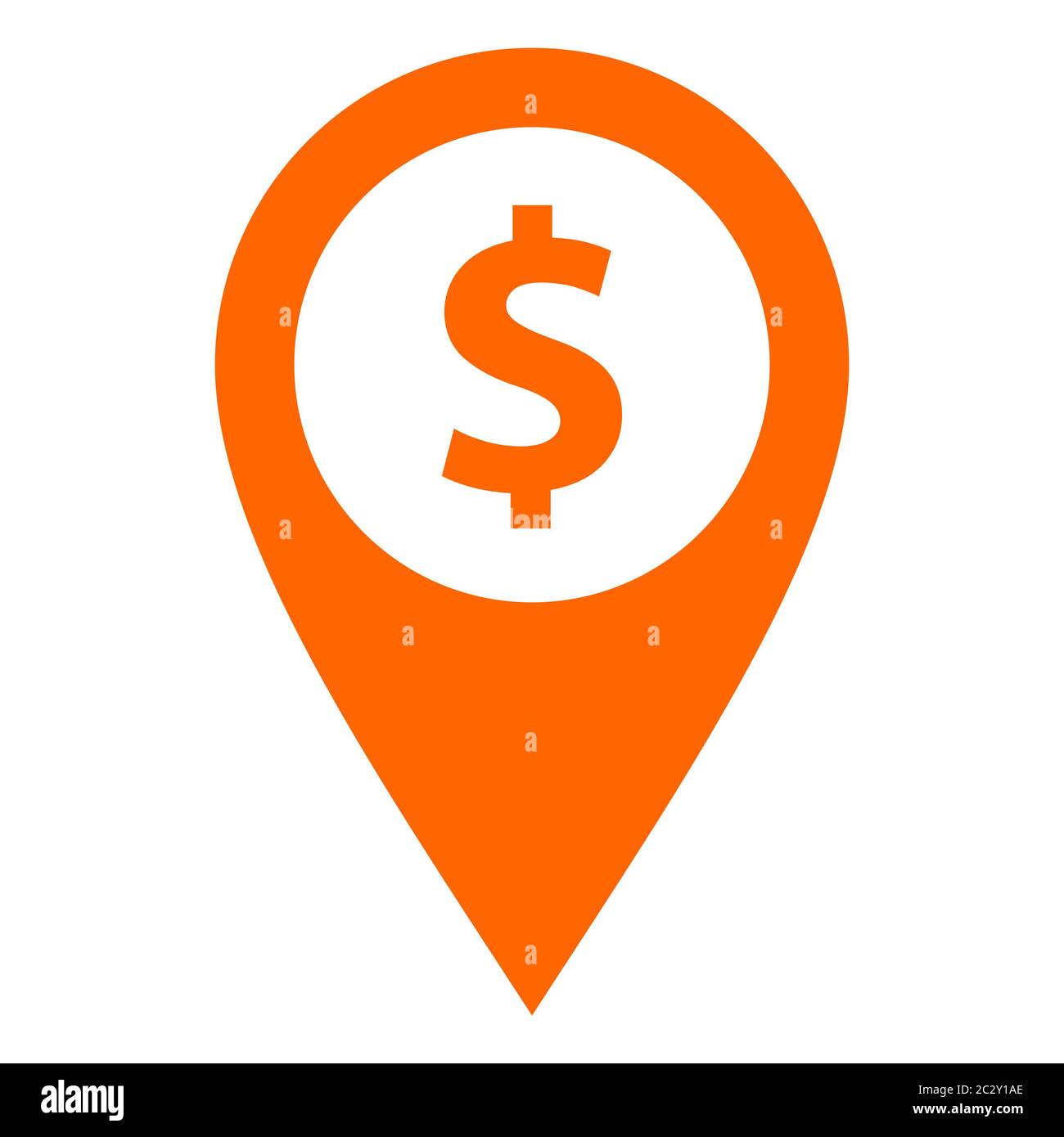 Dollar and location pin Stock Photo - Alamy