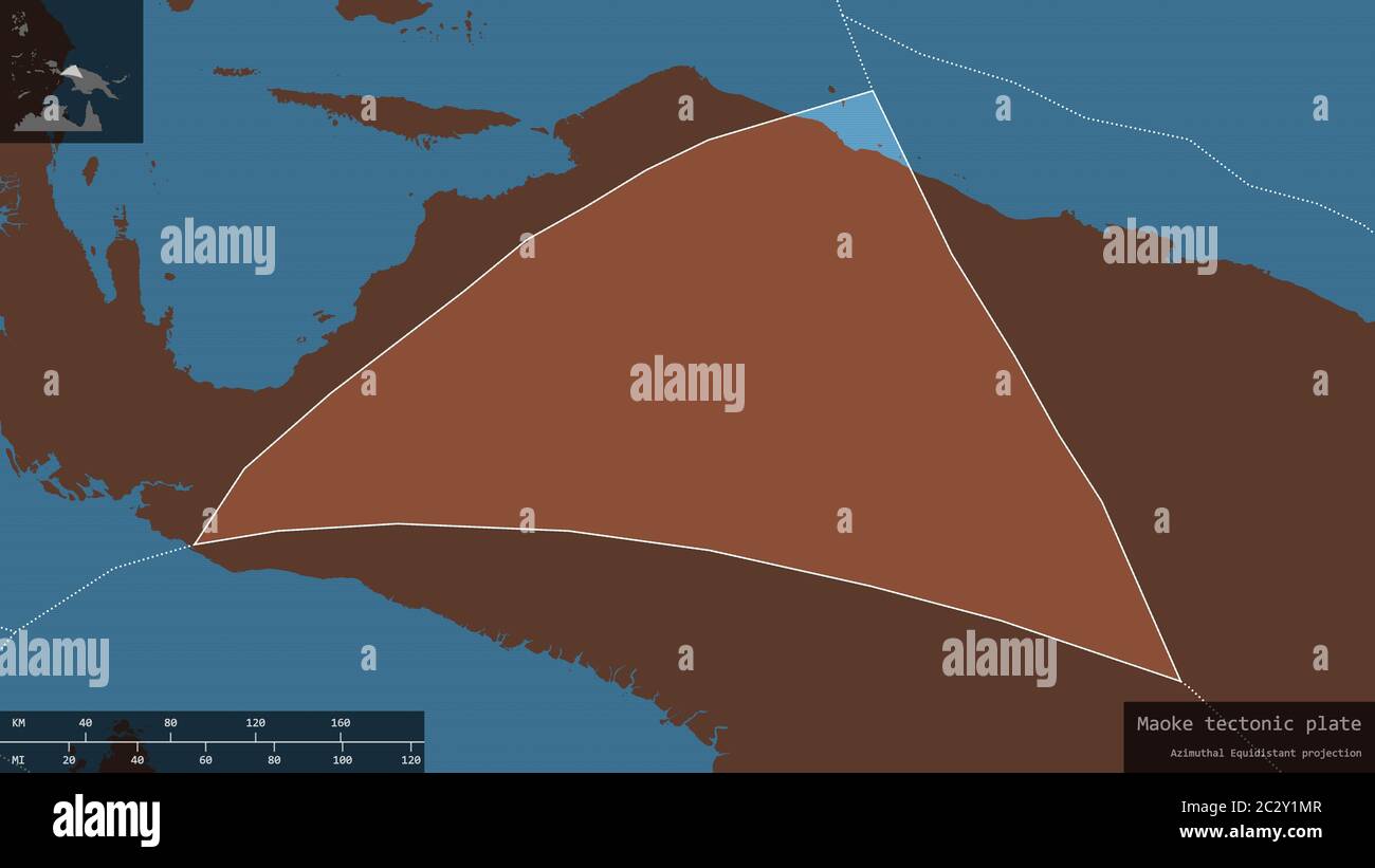 Maoke plate shape outlined on a darkened and desaturated background of ...