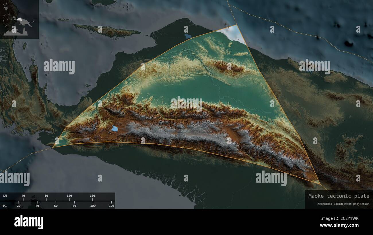 Maoke plate shape outlined on a darkened and desaturated background of ...