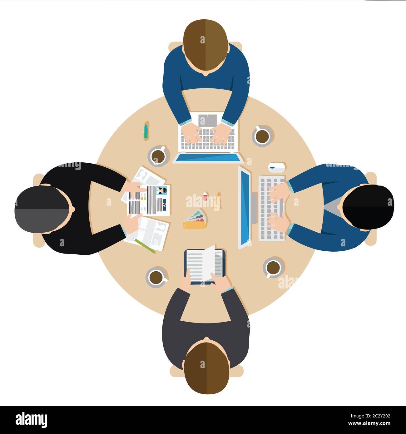 meeting teamwork round table discussing office computer idea ...