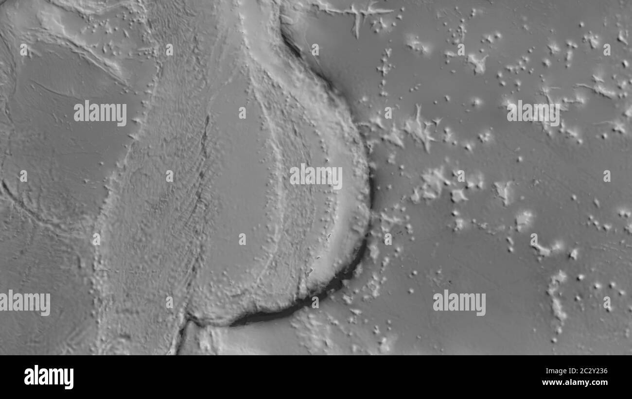 Grayscale map of the area around the Mariana tectonic plate. 3D ...