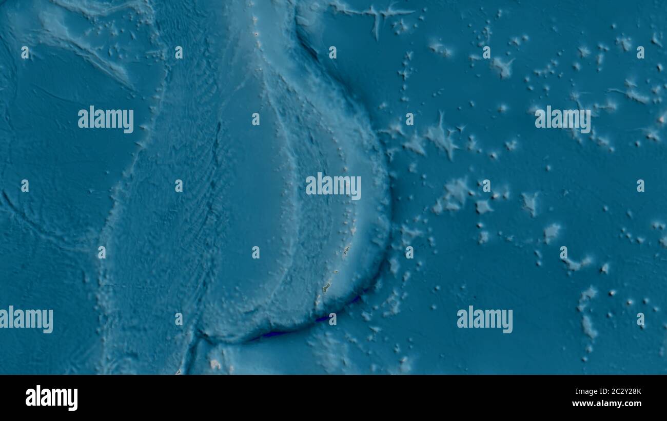 Relief map of the area around the Mariana tectonic plate. 3D rendering ...