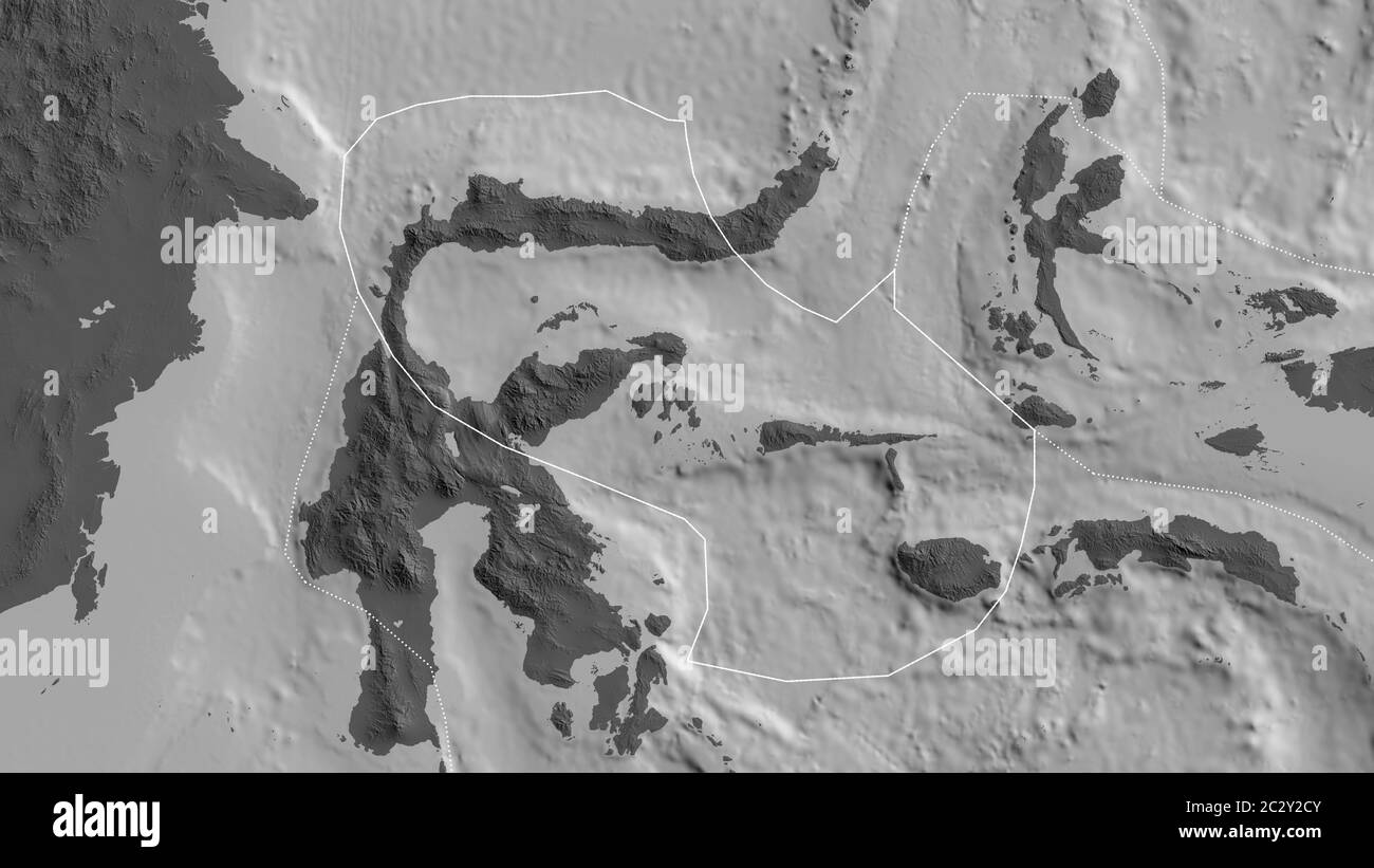 Outline of the Molucca Sea tectonic plate with the borders of ...