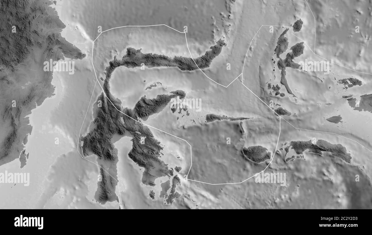 Outline of the Molucca Sea tectonic plate with the borders of ...