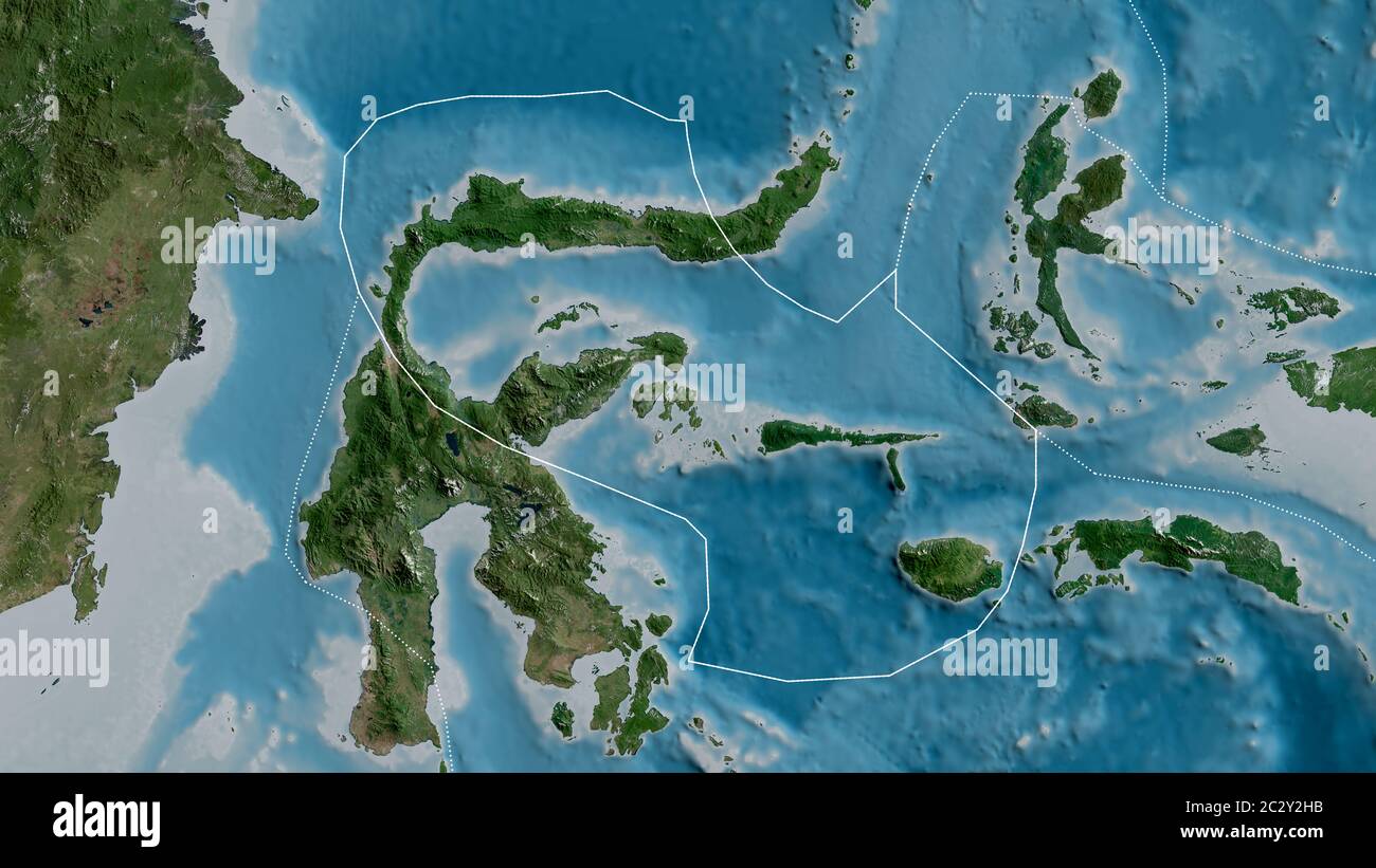 Outline of the Molucca Sea tectonic plate with the borders of ...