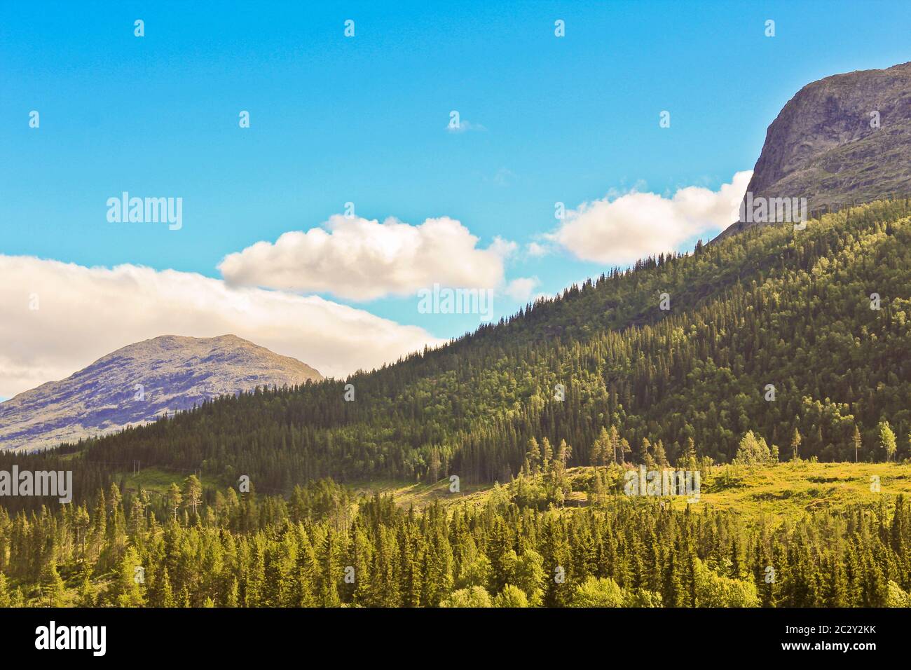 Spectacular landscape with mountains and valleys in beautiful Hemsedal ...