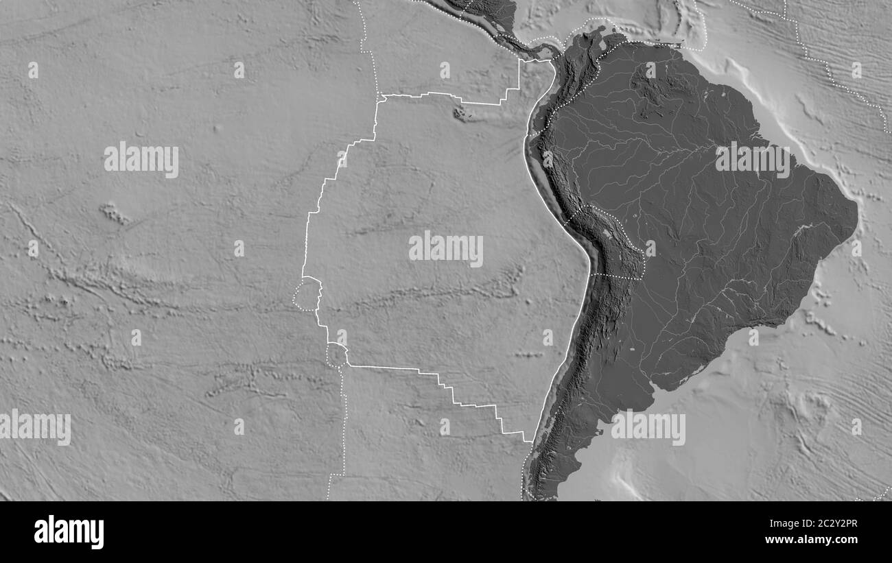 Outline of the Nazca tectonic plate with the borders of surrounding ...
