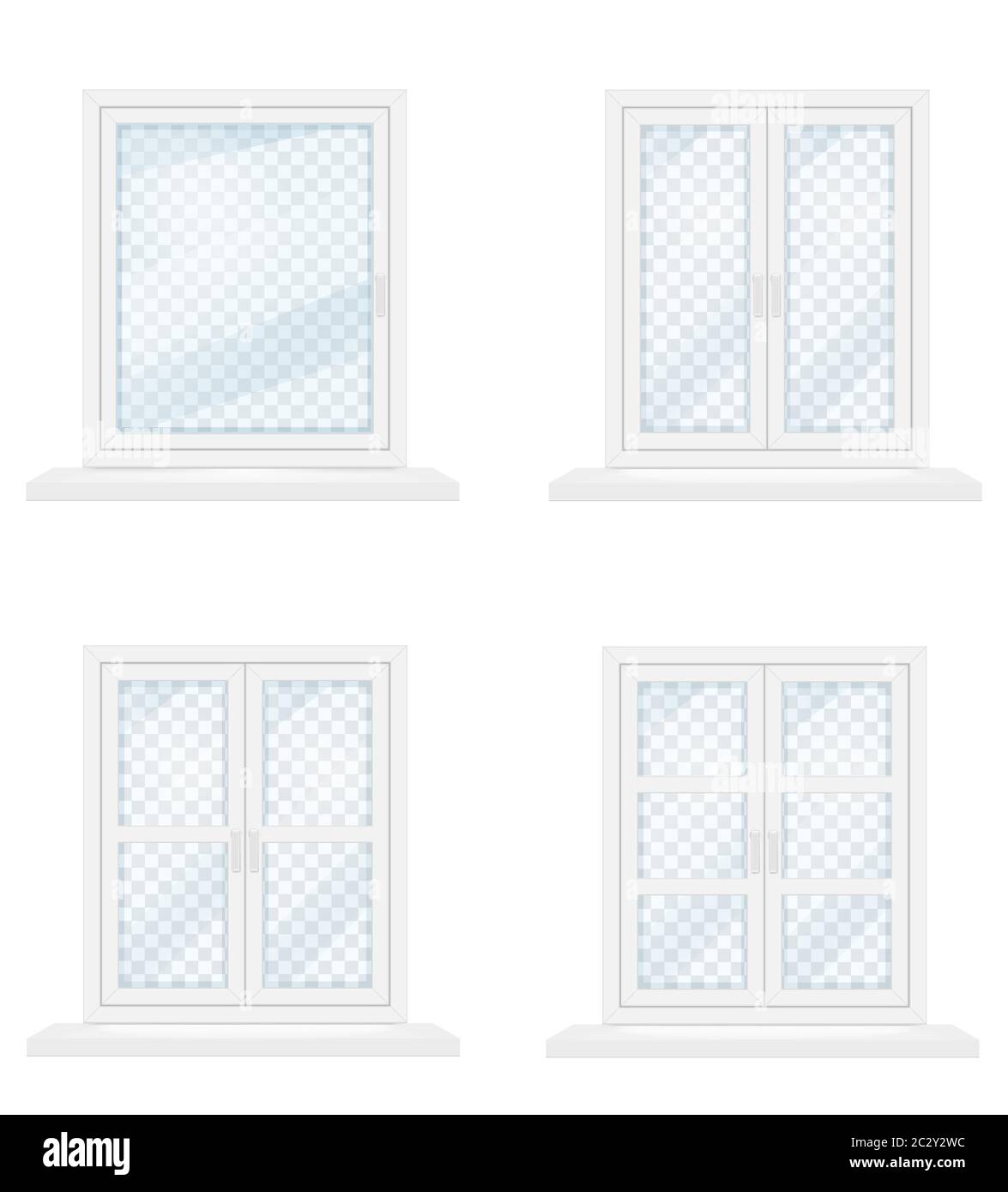 white transparent plastic window with window sill vector illustration ...