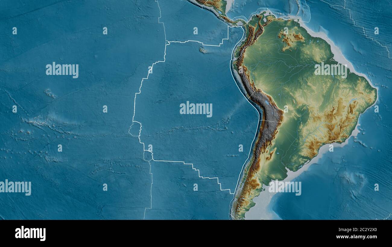 Outline of the Nazca tectonic plate with the borders of surrounding ...